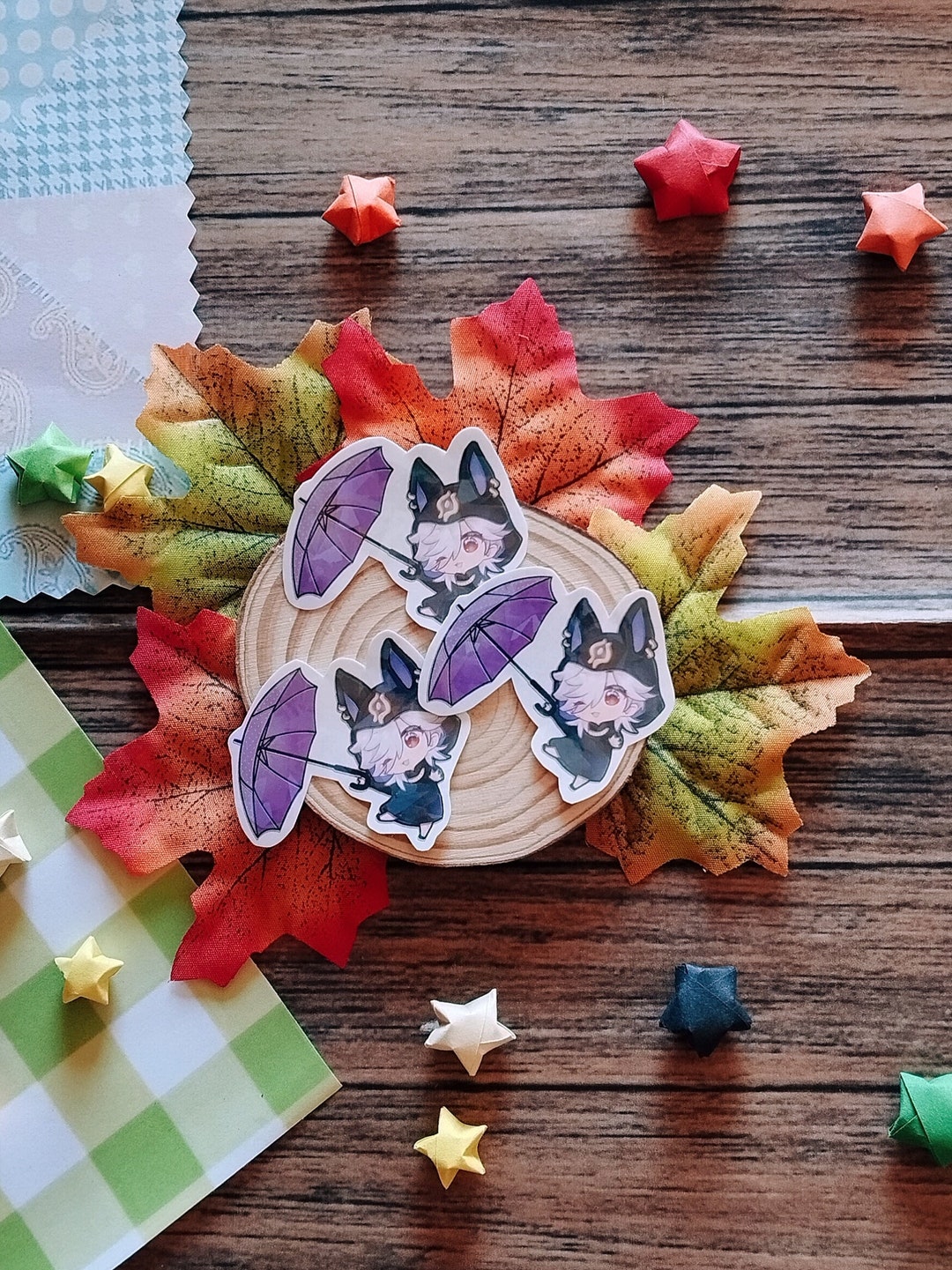 Cyno Umbrella Holographic Sticker: Genshin Impact Chibi Stationery - Etsy