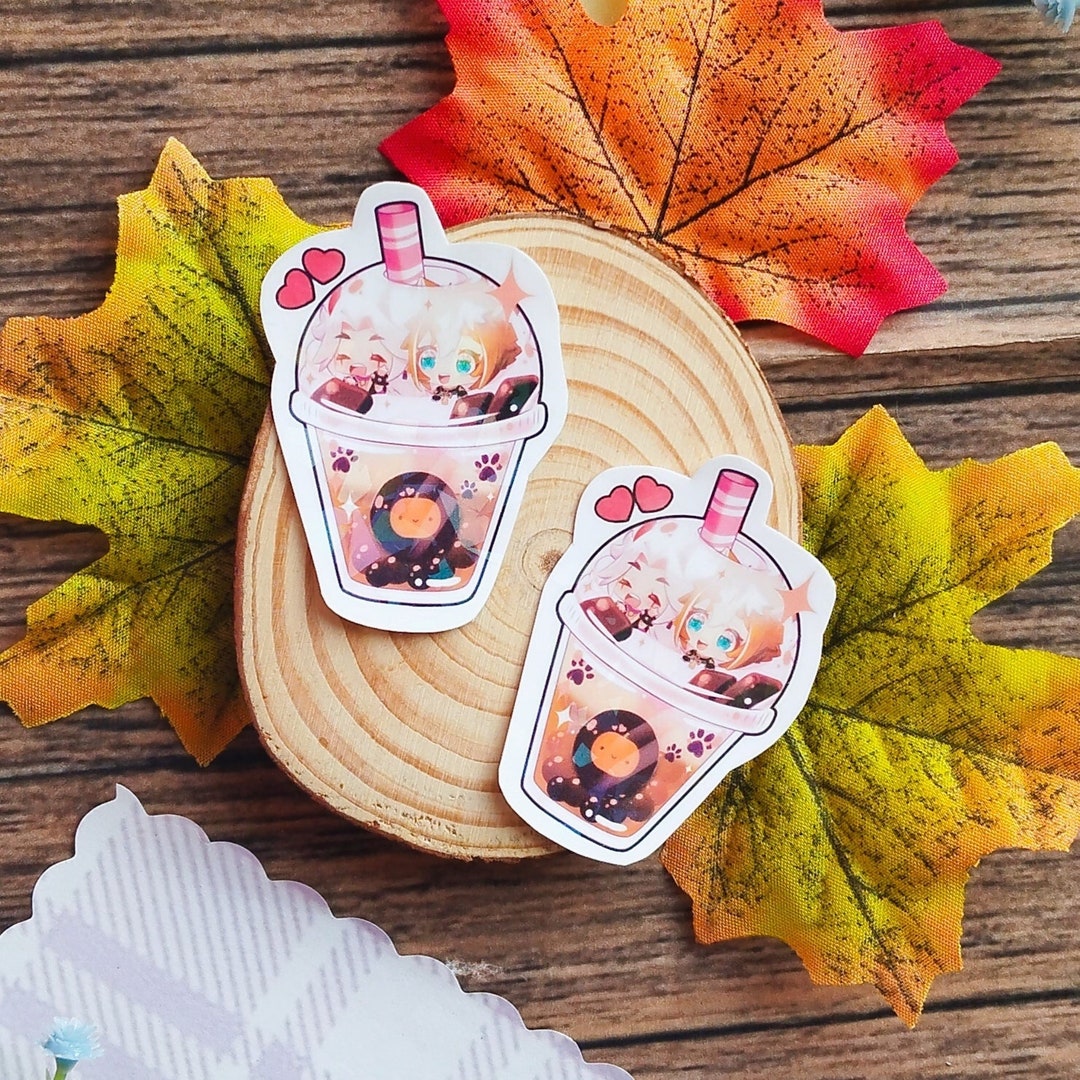 Genshin Impact Arataki Itto X Gorou Boba Tea Holographic Sticker - Etsy