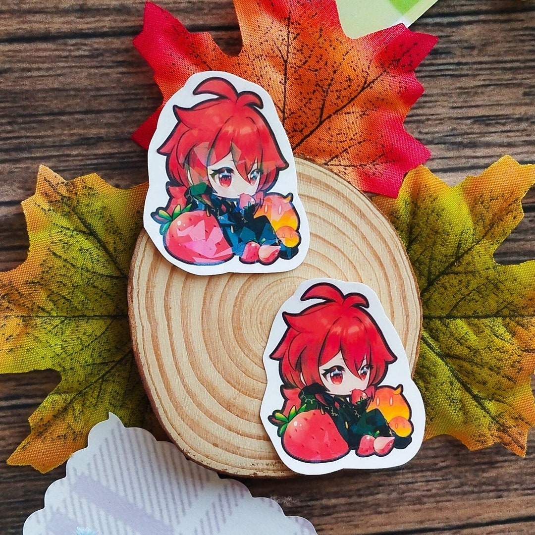 Diluc Holographic Sticker / Genshin Impact Stickers / Strawberry Diluc ...