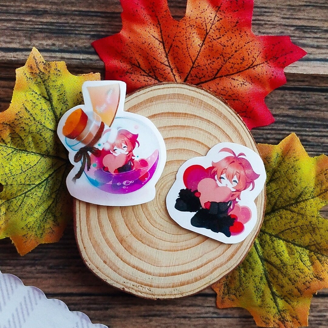 Diluc Sticker Set / Genshin Impact Stickers / Valentine's Day ...