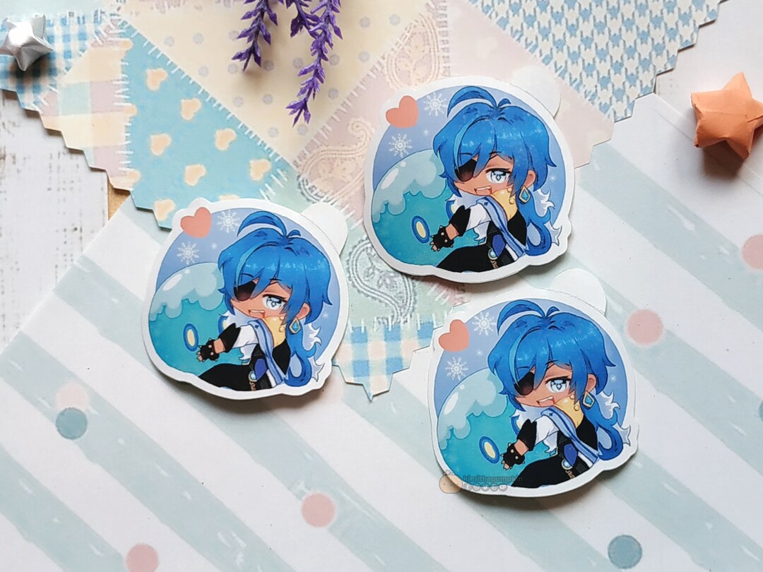 Kaeya Sticker / Genshin Impact Stationery Set / Round Stickers - Etsy