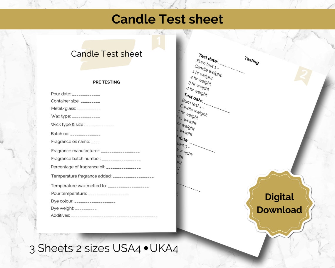 Printable Candle Testing Sheet - Etsy