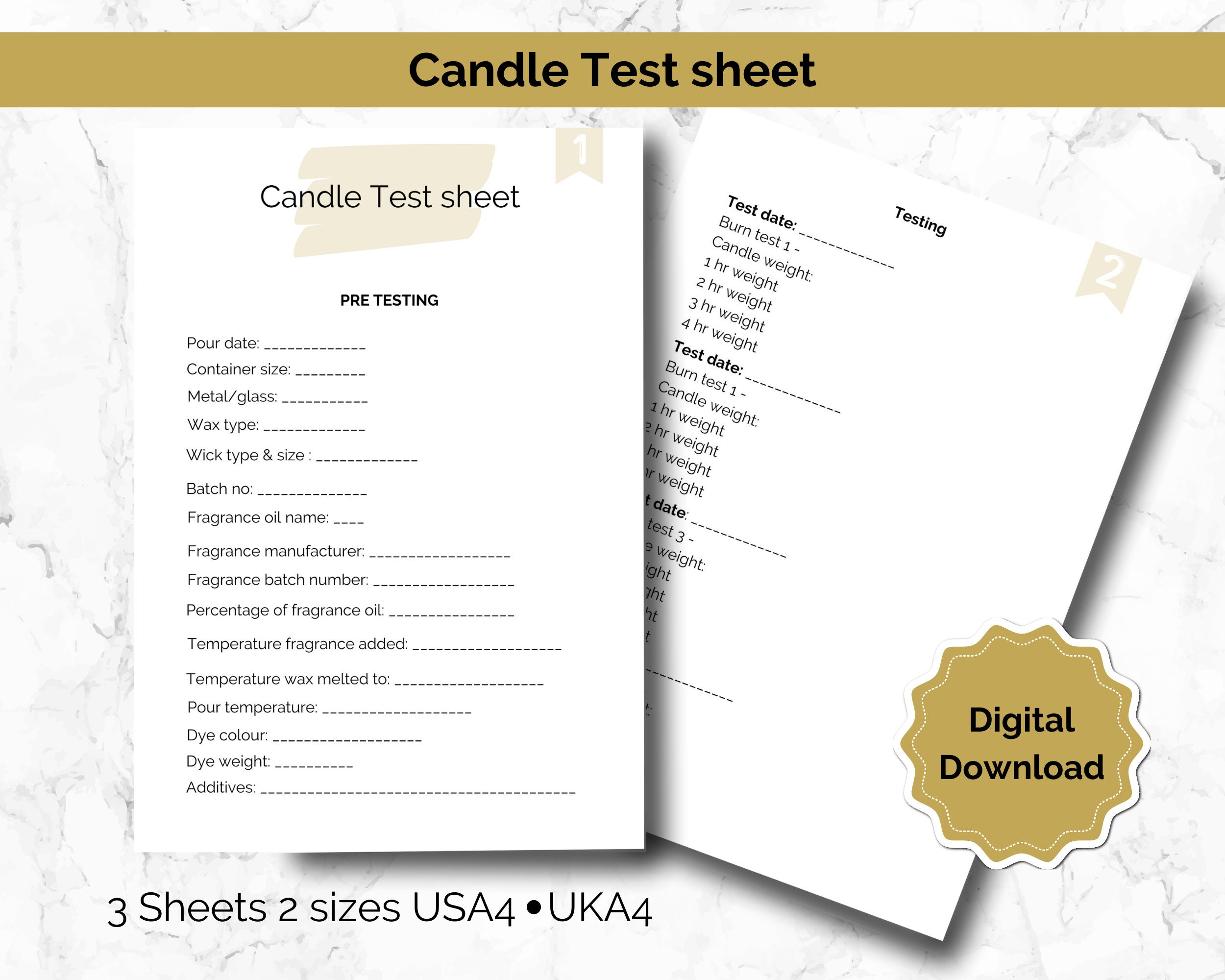 Printable Candle Testing Sheet - Etsy
