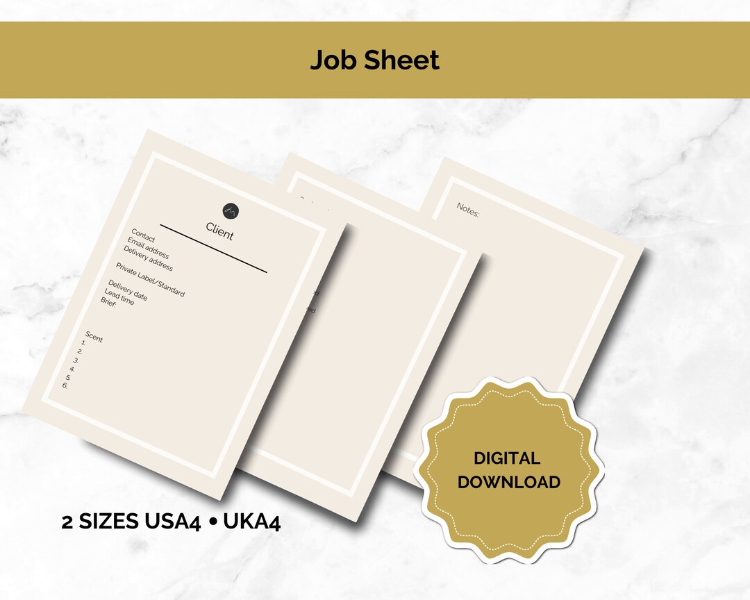 Job Sheet Starting a New Client Job Track Your Project From Start to ...