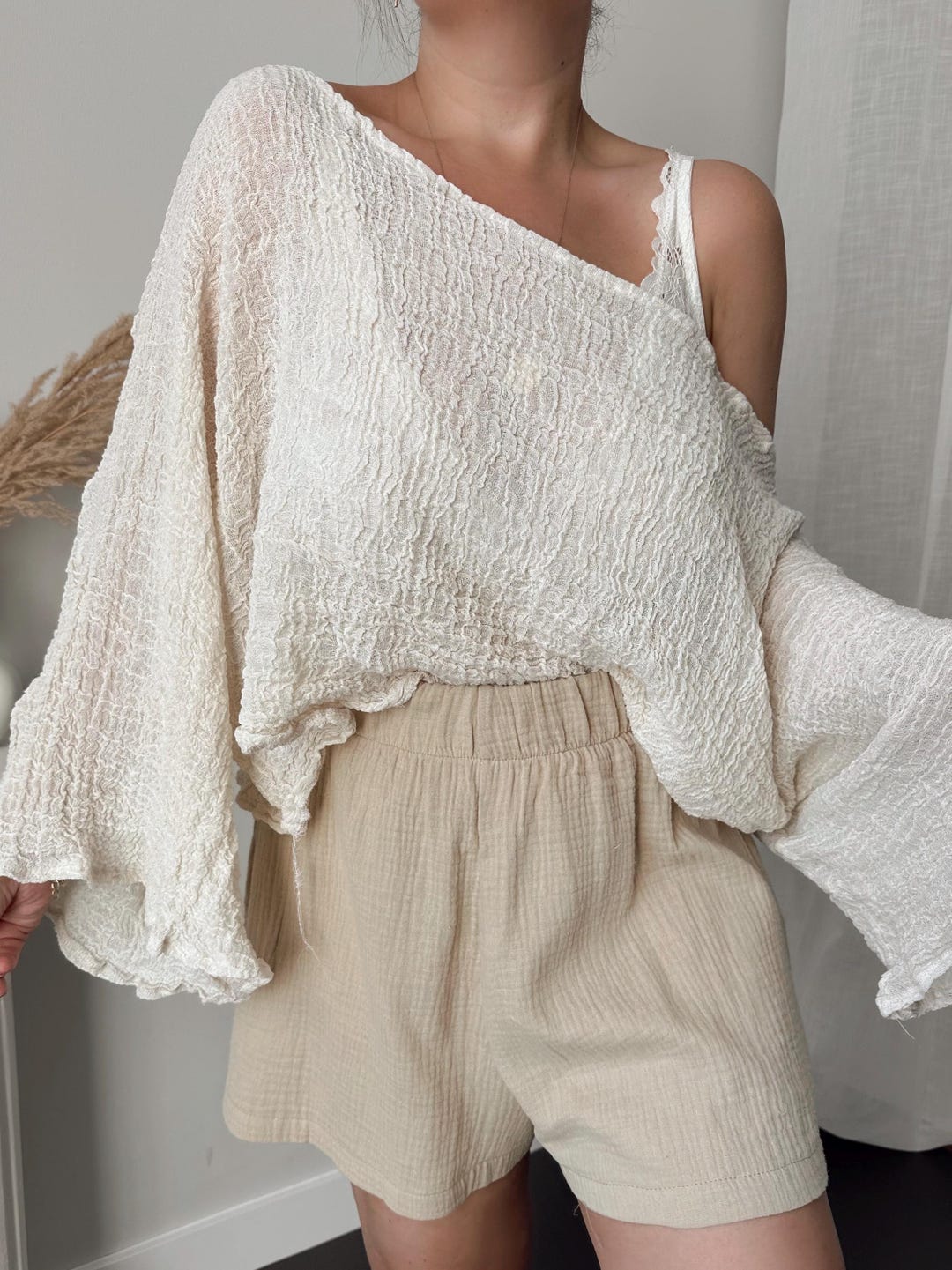Handwoven Organic Linnen Gauze Blouse – Boat Neck Beach Cover Up - Etsy