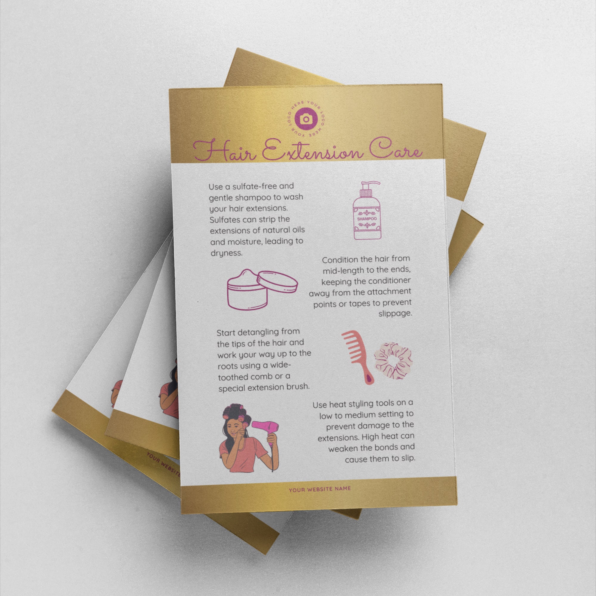 GOLD HAIR Extension Care CARD Black Women Hair Types Aftercare Hair ...