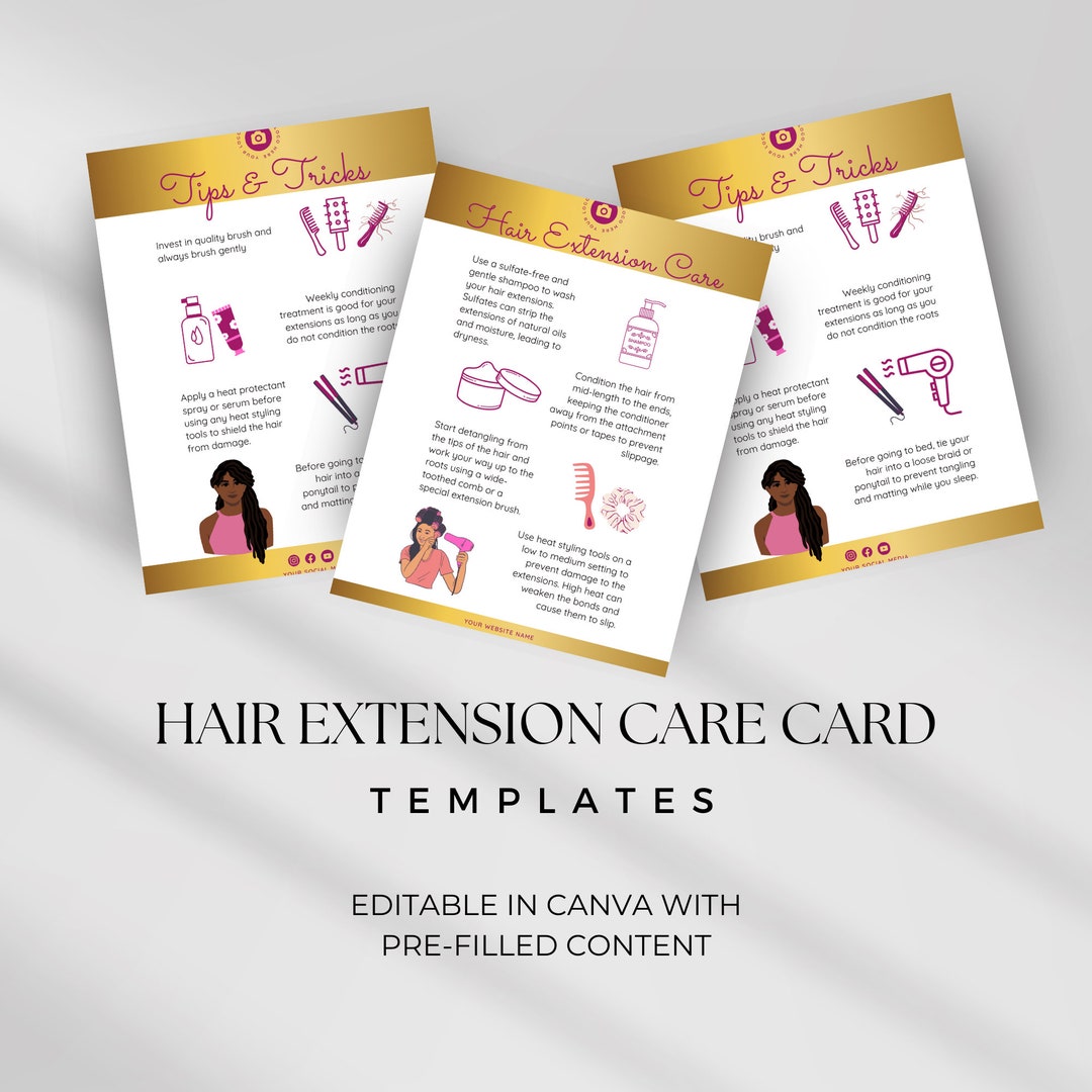 GOLD HAIR Extension Care CARD Black Women Hair Types Aftercare Hair ...