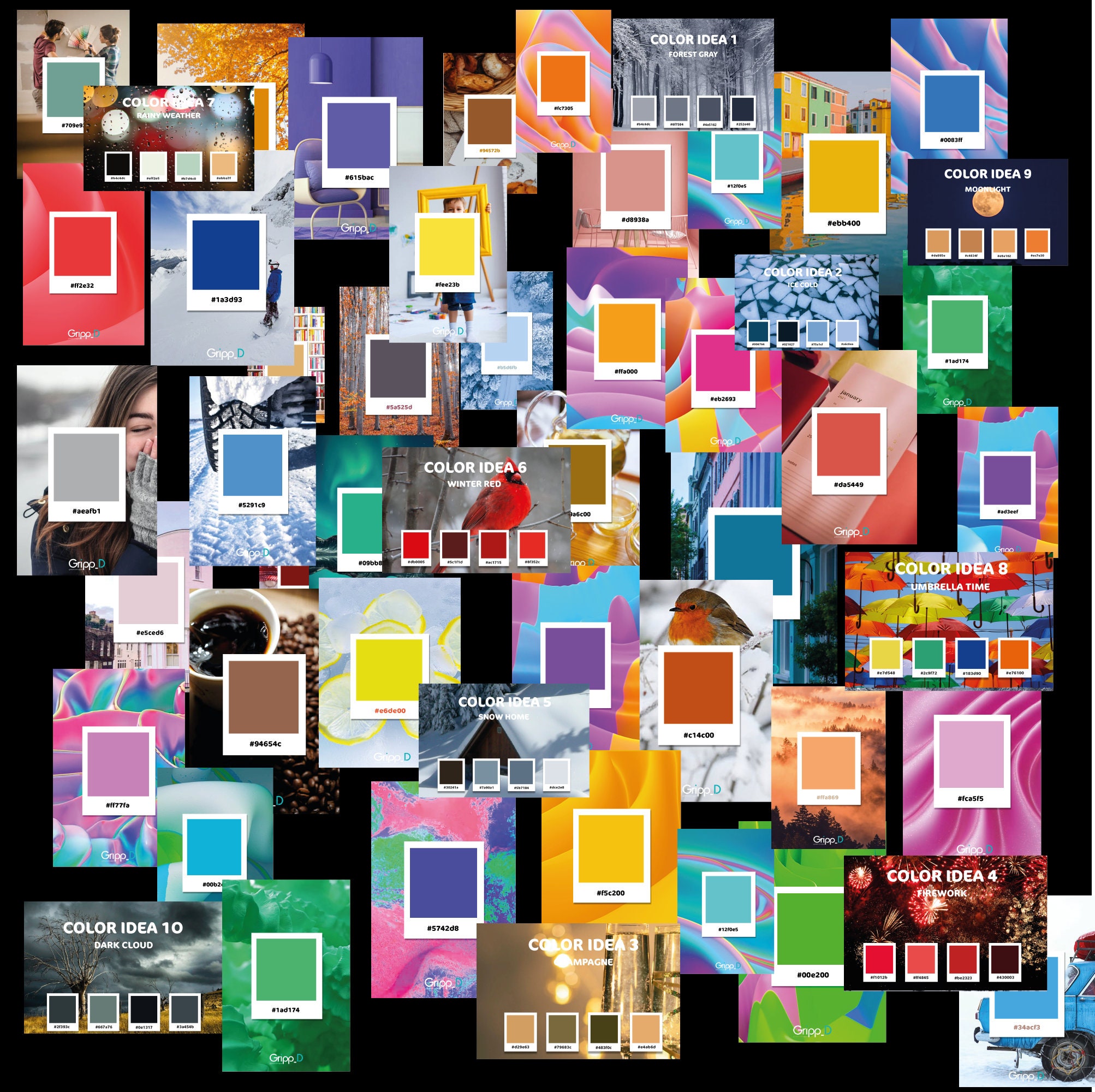 87 Color Ideas With HEX Color Codes - Color Palette - Digital Cards - Etsy