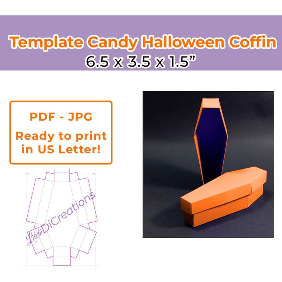 Spooky Coffin Box Template With PDF/JPG Ready to Use - Etsy