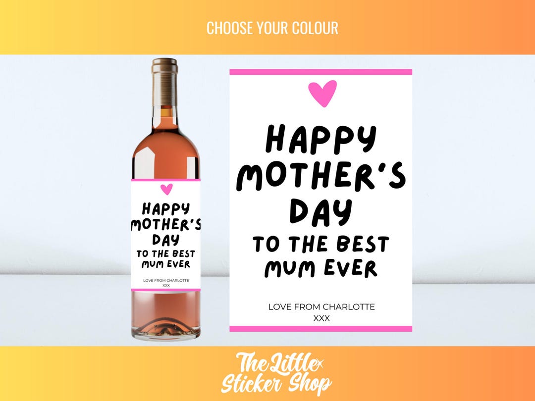 Personalised Best Mum Wine Bottle Label Personalised Label, Wine Bottle ...