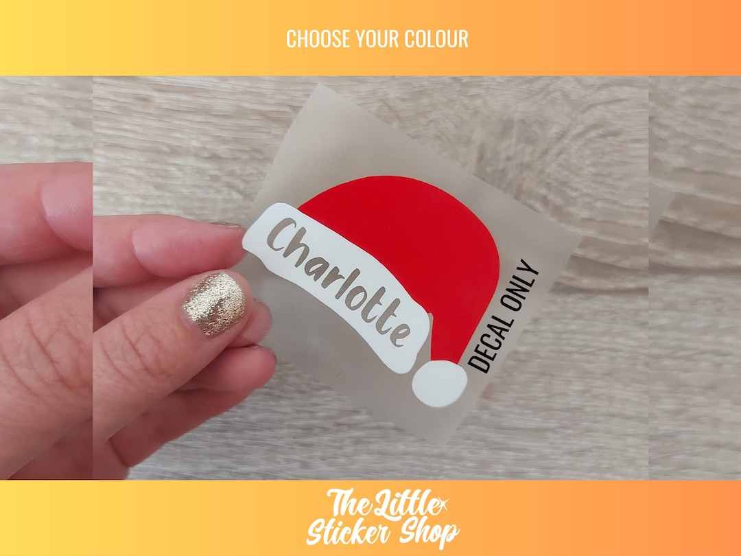 Personalised Santa Hat Name Vinyl Decal DIY Gift, DIY Christmas ...