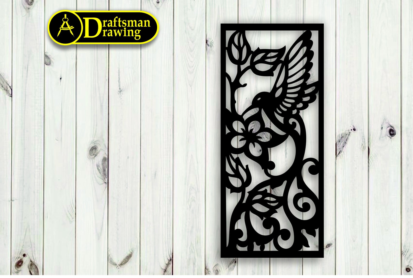 Hummingbird Flower Wall Art Decor Vector Drawing File for Laser Cutting ...