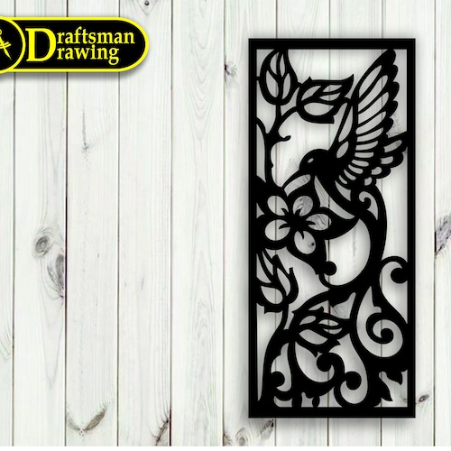 Humming Bird Wall Art Decor Vector Drawing File for Laser - Etsy