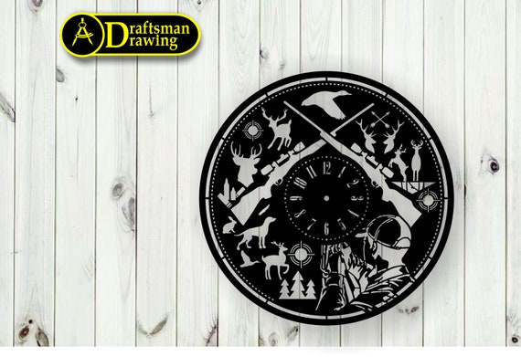 Hunter Wall Clock Vector Drawing File for Laser Cutting - Etsy
