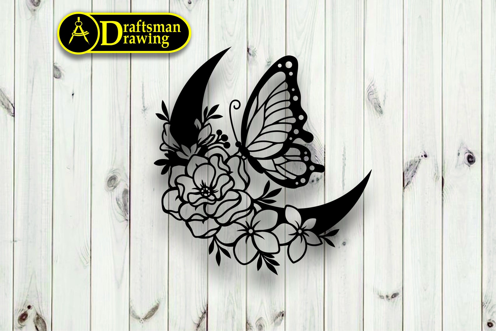 Moon Butterfly Wall Art Decor Vector File for Laser Cutting - Etsy