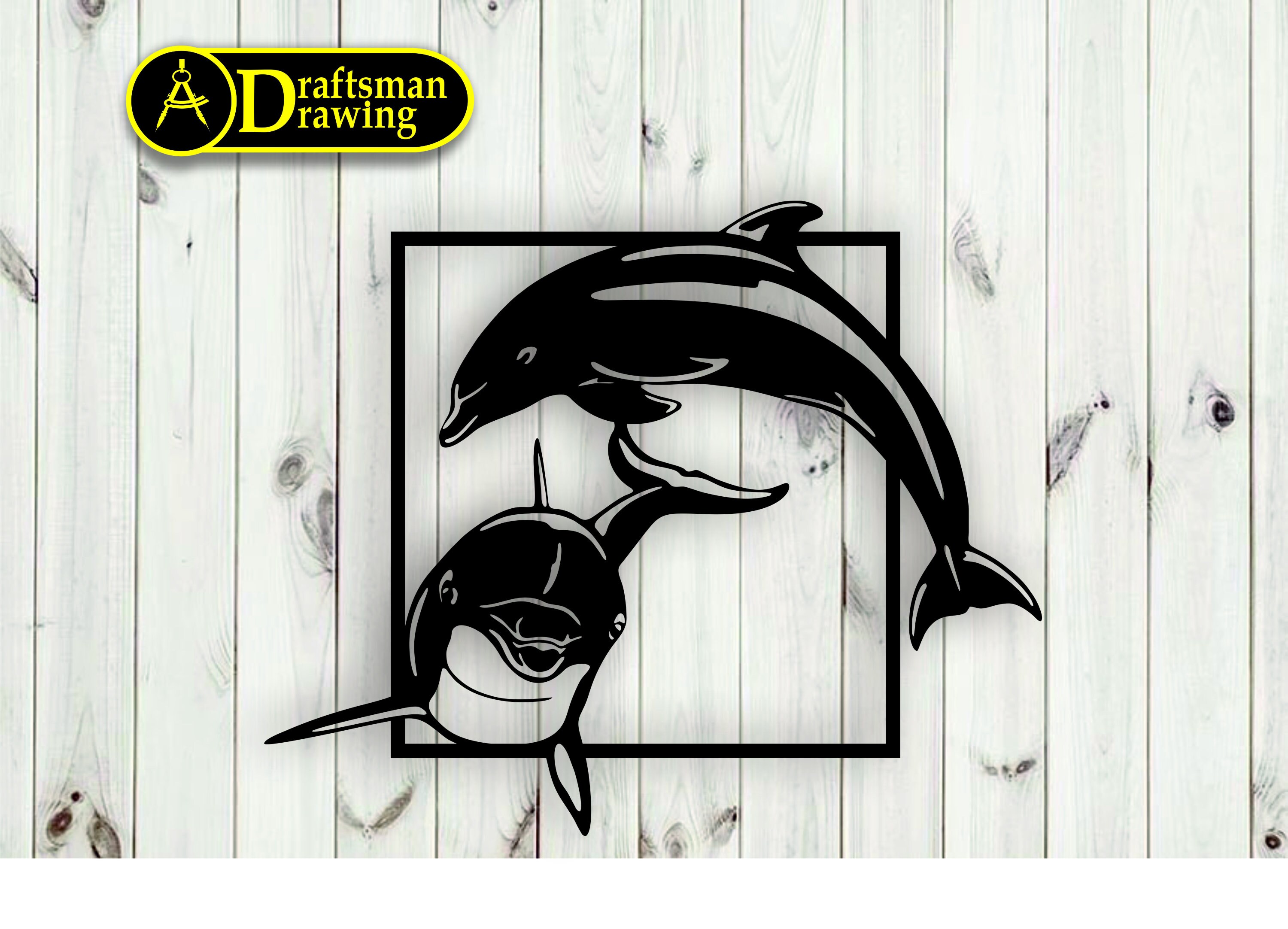 Dolphin Wall Art Decor Vector Drawing File for Laser Cutting , Plasma ...