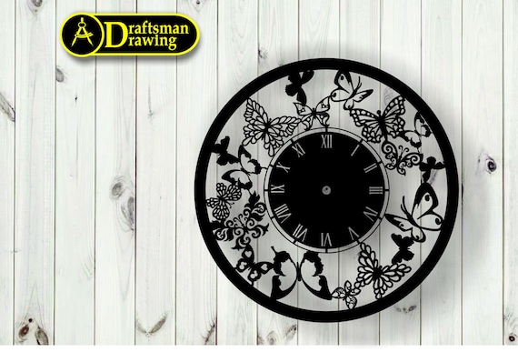 Butterfly Wall Clock Vector Drawing File for Laser Cutting - Etsy