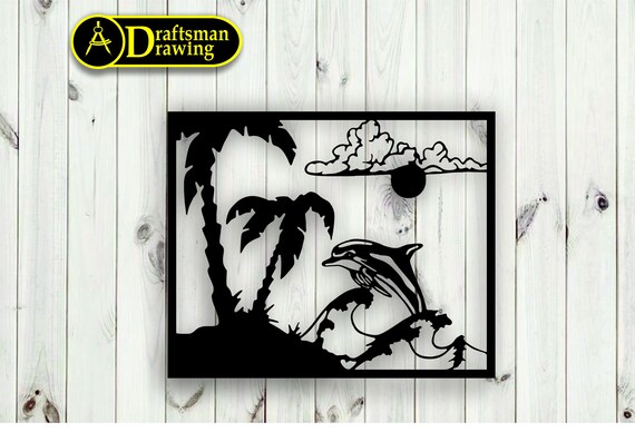 Dolphin Wall Art Decor Vector Drawing File for Laser Cutting - Etsy