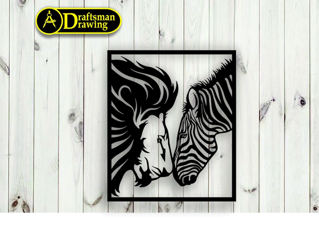Lion and Zebra Wall Art Decor Vector Drawing File for Laser Cutting ...