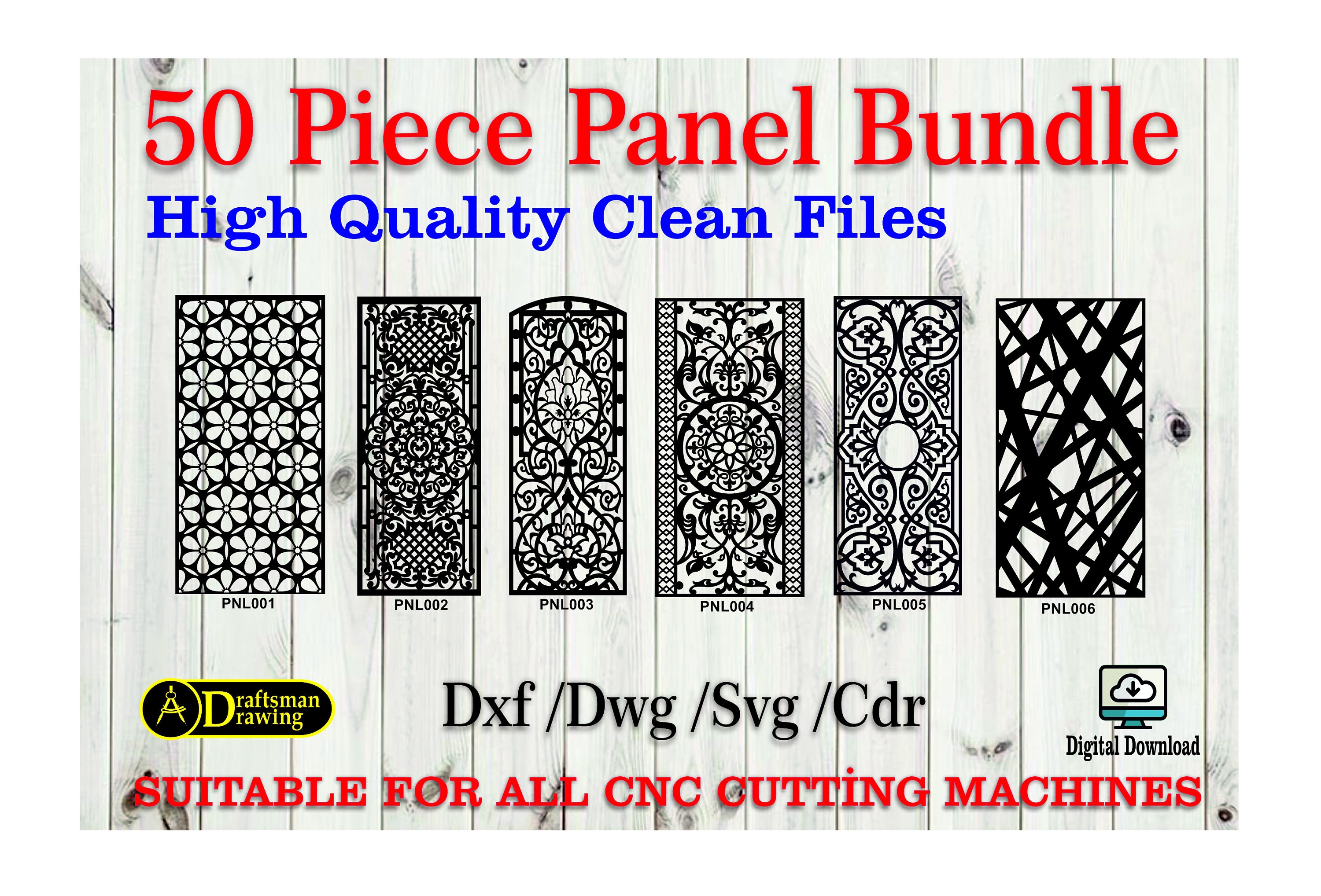 CNC Laser Cut Panel Designs, Pattern Collection (50 Pcs) (digital ...