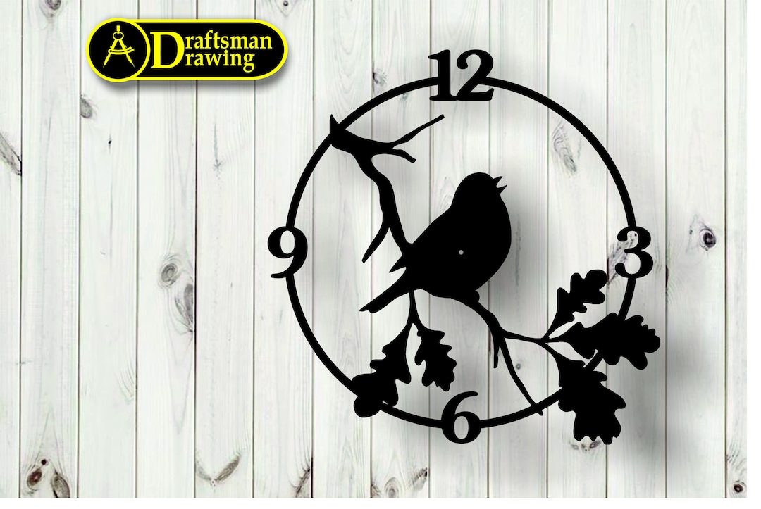 Bird Wall Clock Vector Drawing File for Laser Cutting , Plasma Cutting ...
