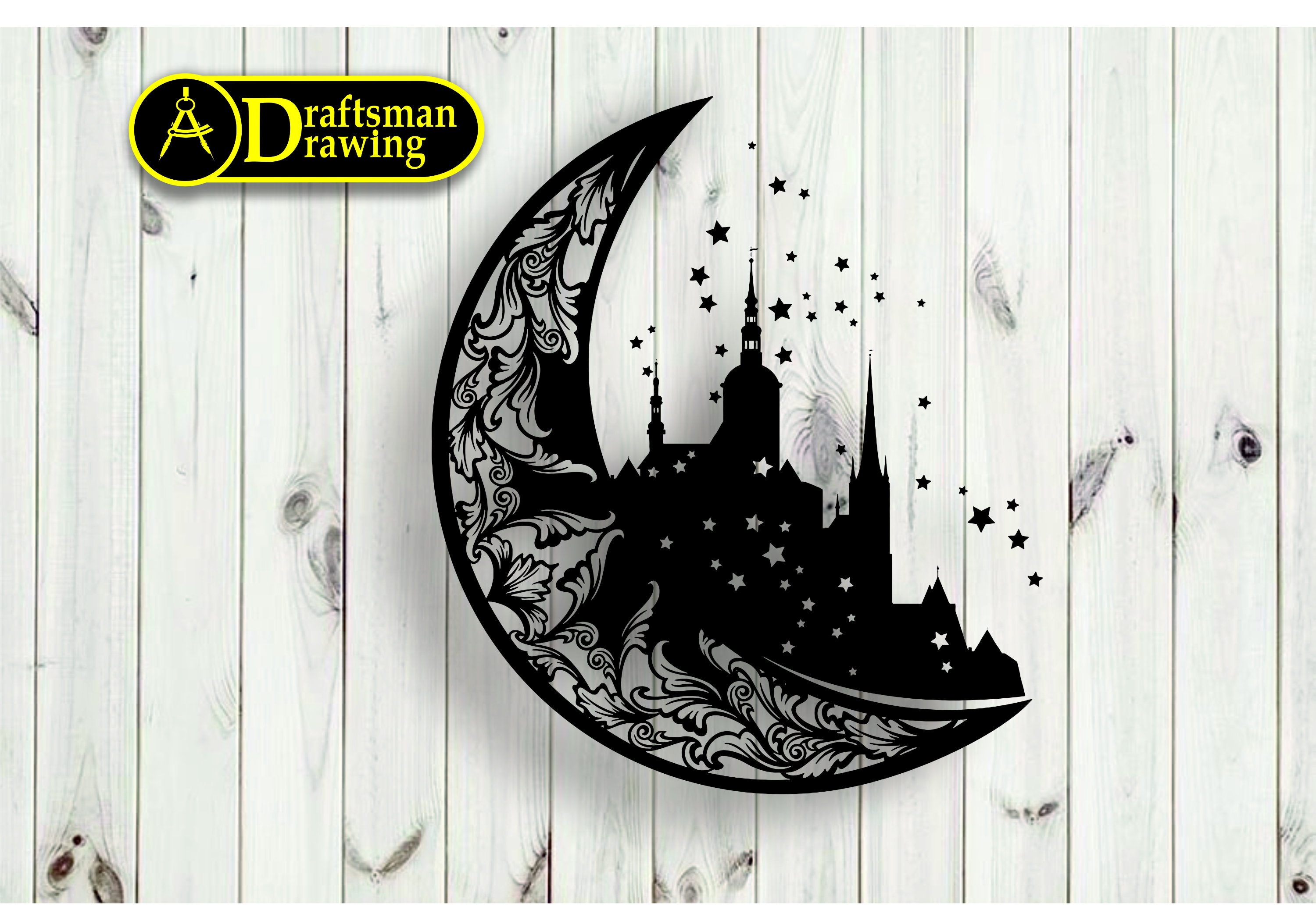 Moon Wall Art Decor Vector Drawing File for Laser Cutting , Plasma ...
