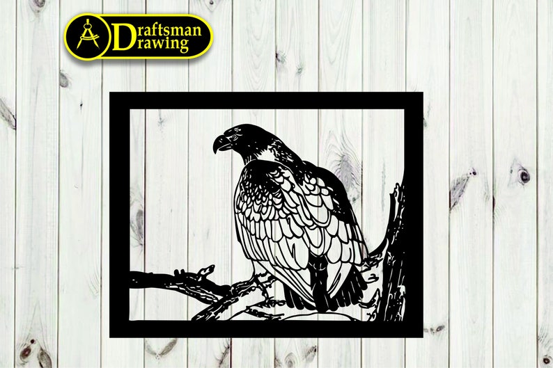 Archivo de dibujo vectorial de decoración de pared de águila en rama ...