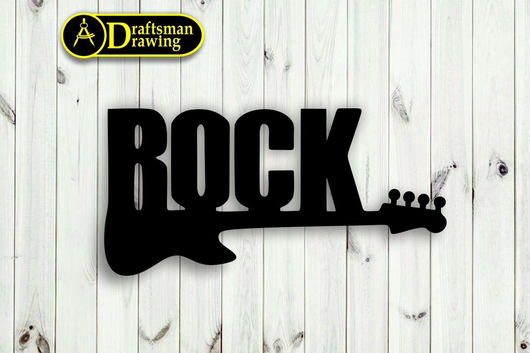 Rock Guitar Wall Art Decor Vector Drawing File for Laser Cutting ...