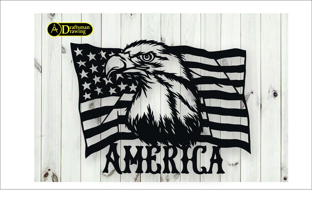 American Eagle Flag Wall Art Decor Vector File for Laser Cutting ...