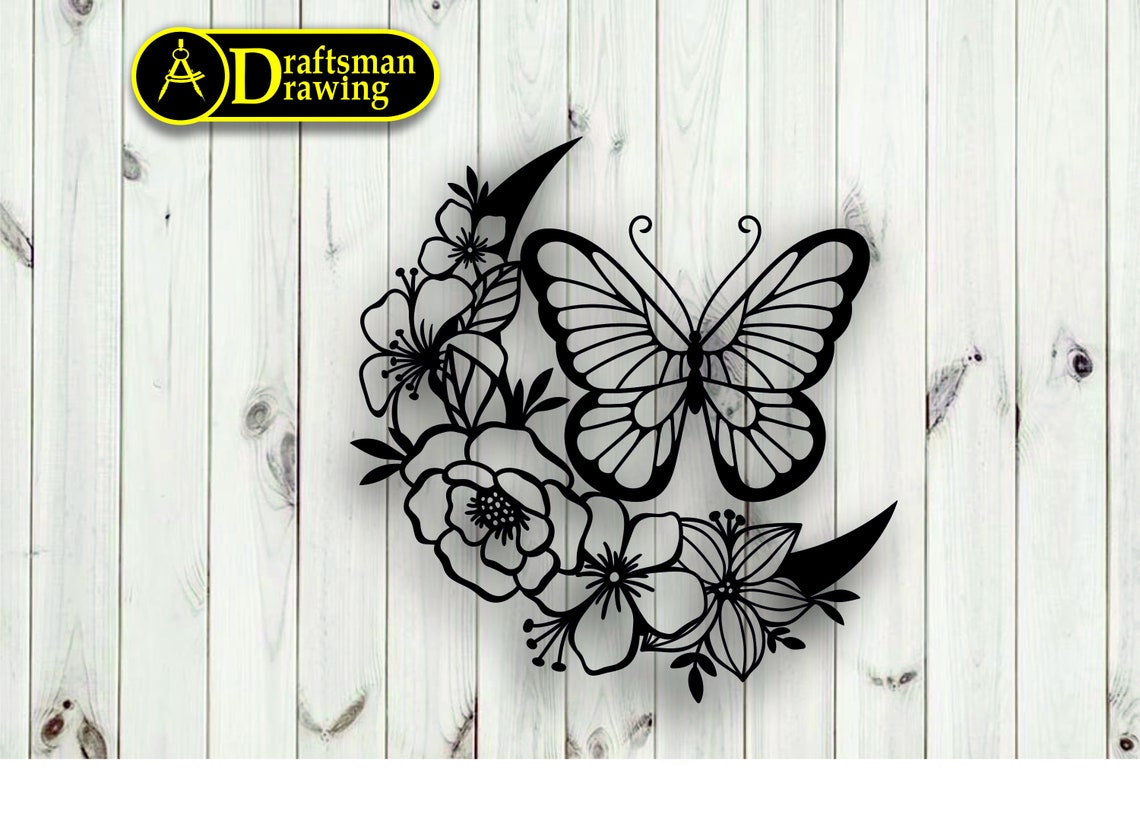 Moon Butterfly Wall Art Decor Vector File for Laser Cutting - Etsy