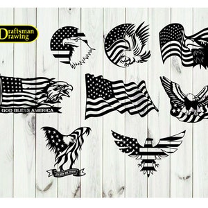 American Symbols Bundle Wall Art Decor Vector File for Laser Cutting ...