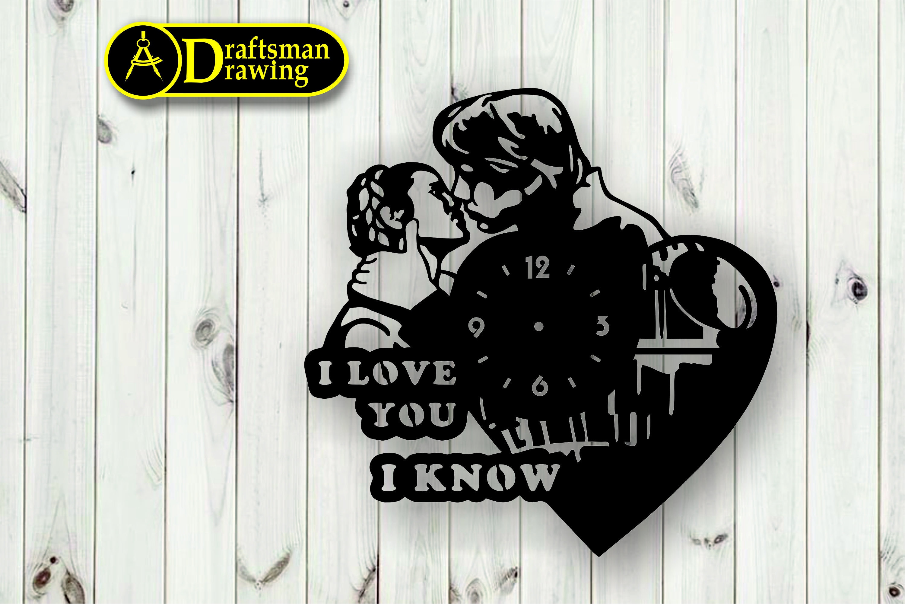 Love Wall Clock Vector Drawing File for Laser Cutting Plasma - Etsy