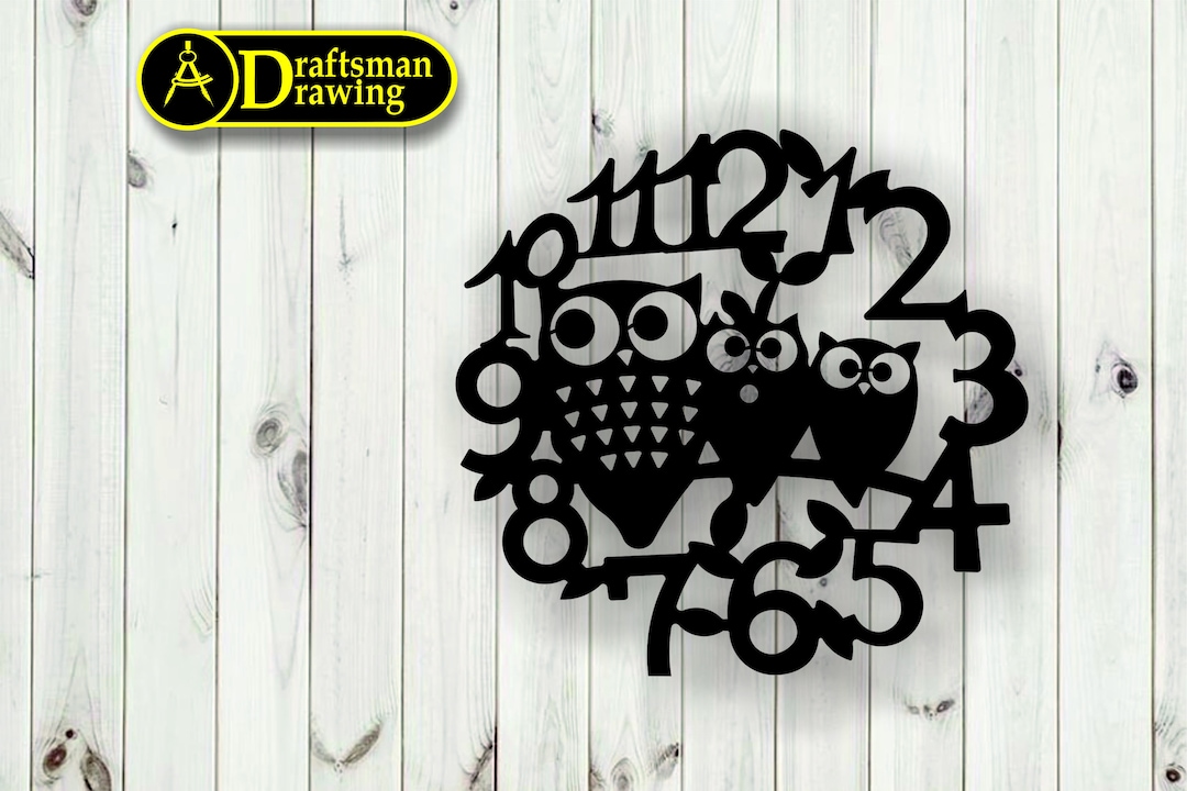 Owl Wall Clock Vector Drawing File for Laser Cutting, Plasma Cutting ...