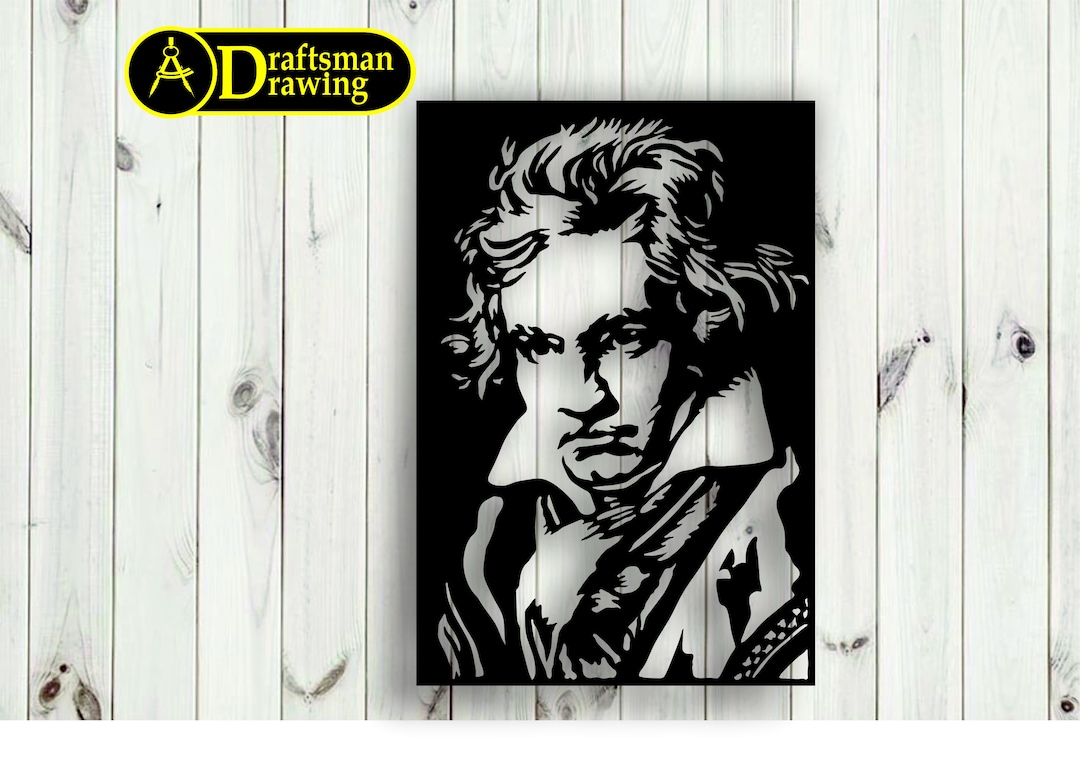 Ludwig Van Beethoven Wall Art Decor Vector File for Laser Cutting ...