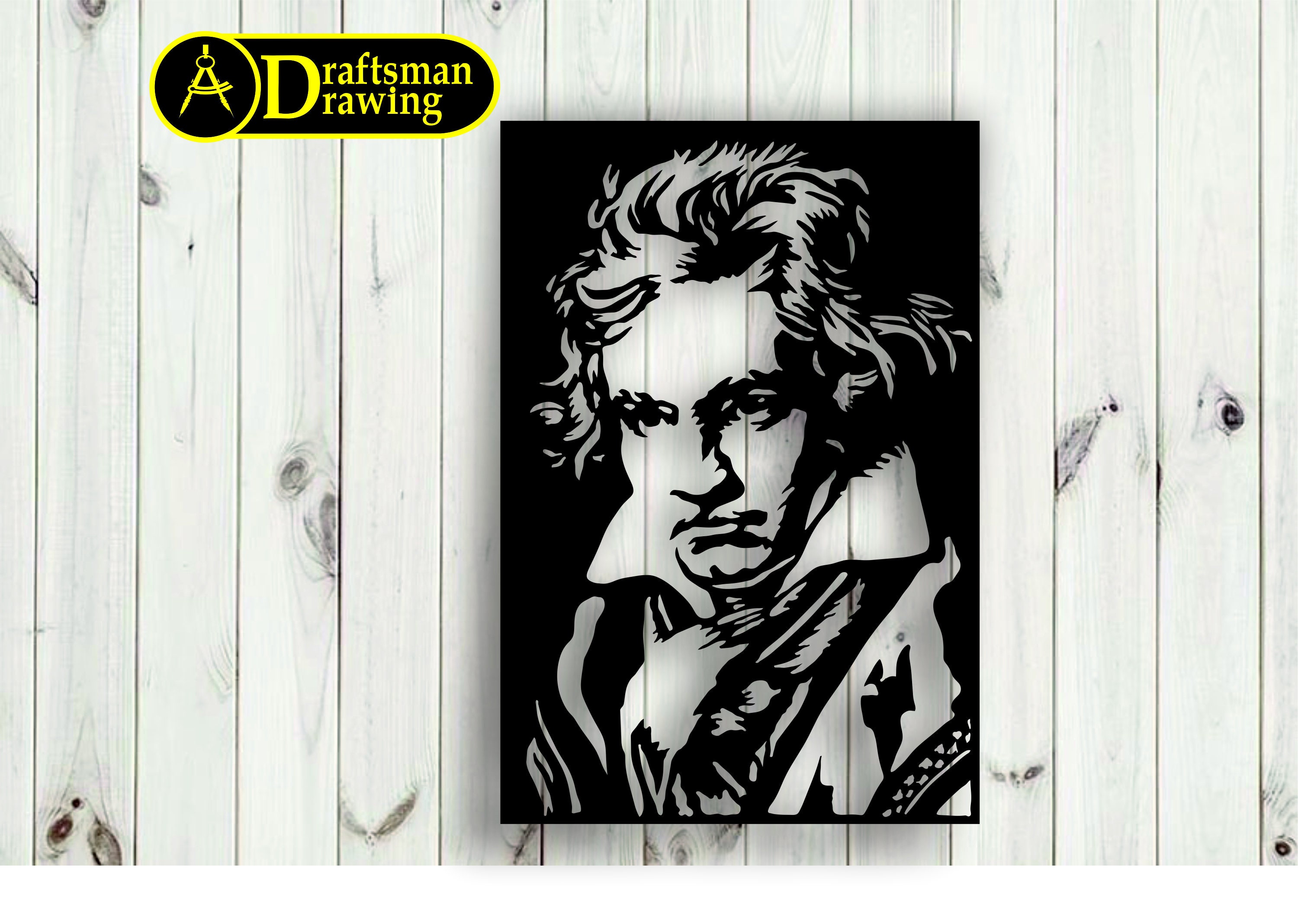 Ludwig Van Beethoven Wall Art Decor Vector File for Laser Cutting ...