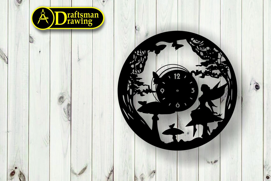 Fairy Wall Clock Vector Drawing File for Laser Cutting , Plasma Cutting ...