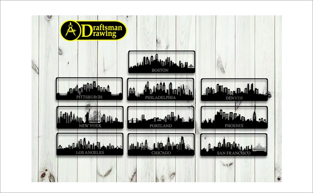 American City Skylines Wall Art Decor Vector File for Laser Cutting ...
