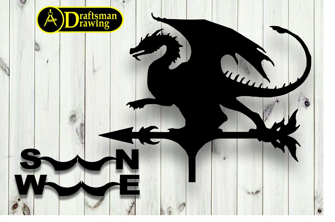 Dragon Weathervane Vector Drawing File for Laser , Plasma Cutting ( Dxf ...