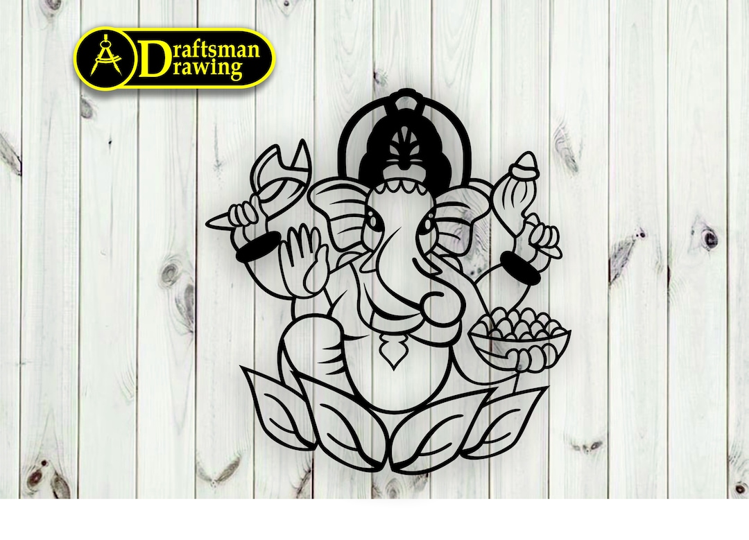 Ganesha Elephant Wall Art Decor Vector Drawing File for Laser Cutting ...