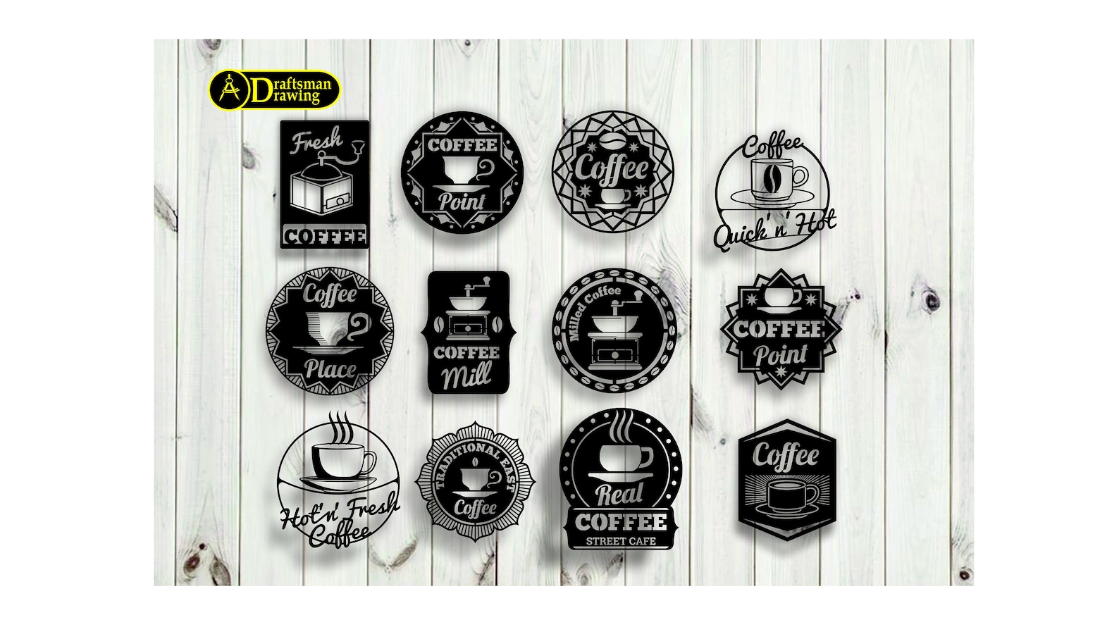 Cafe Shop Wall Decor Bundle Drawing File for CNC Laser , Plasma ...