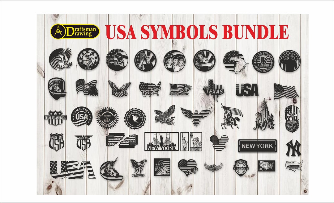 American Symbols Bundle Wall Art Decor Vector File for Laser Cutting ...