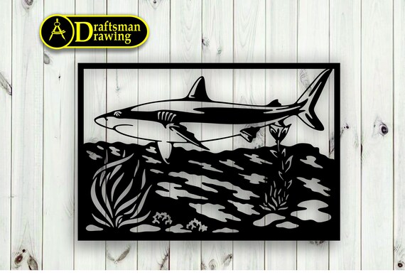 Shark Wall Art Decor Vector Drawing File for Laser Cutting - Etsy