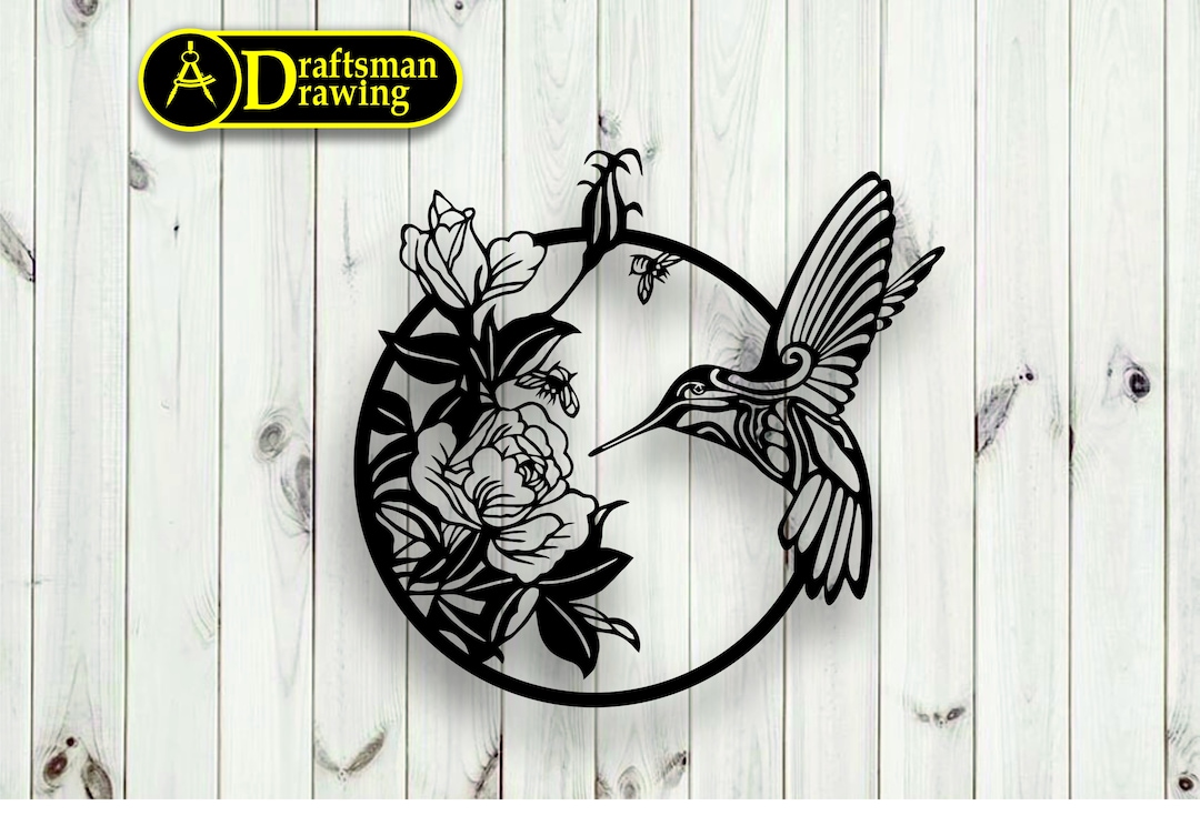 Humming Bird Wall Art Decor Vector Drawing File for Laser Cutting ...