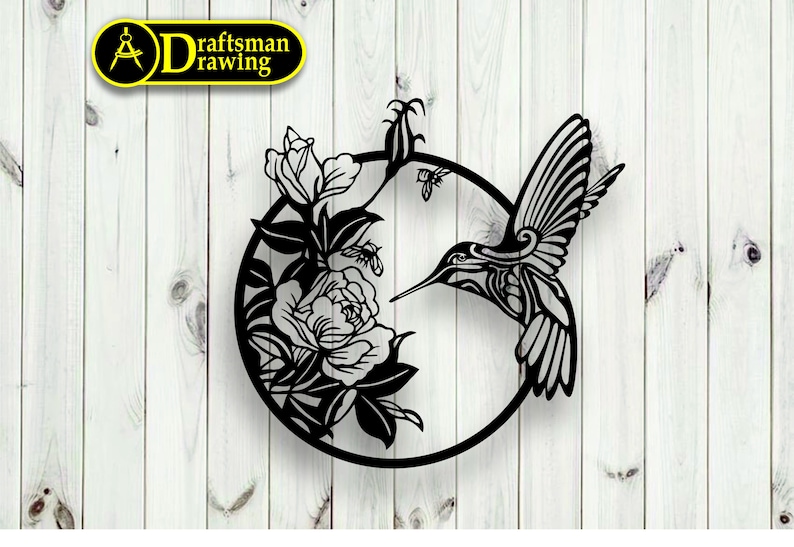 Humming Bird Wall Art Decor Vector Drawing File for Laser - Etsy