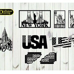 American Symbols Bundle Wall Art Decor Vector File for Laser Cutting ...