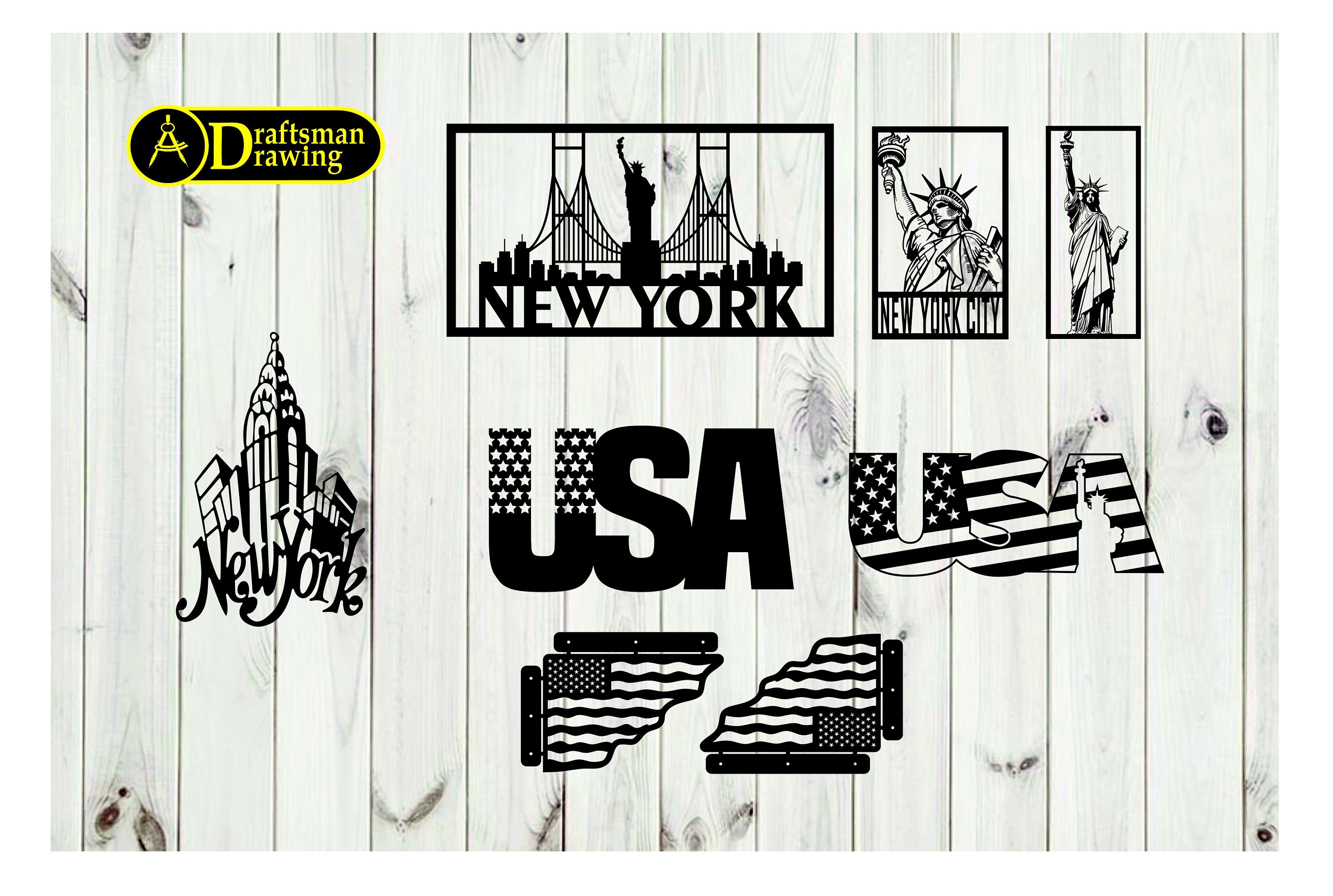 American Symbols Bundle Wall Art Decor Vector File for Laser Cutting ...