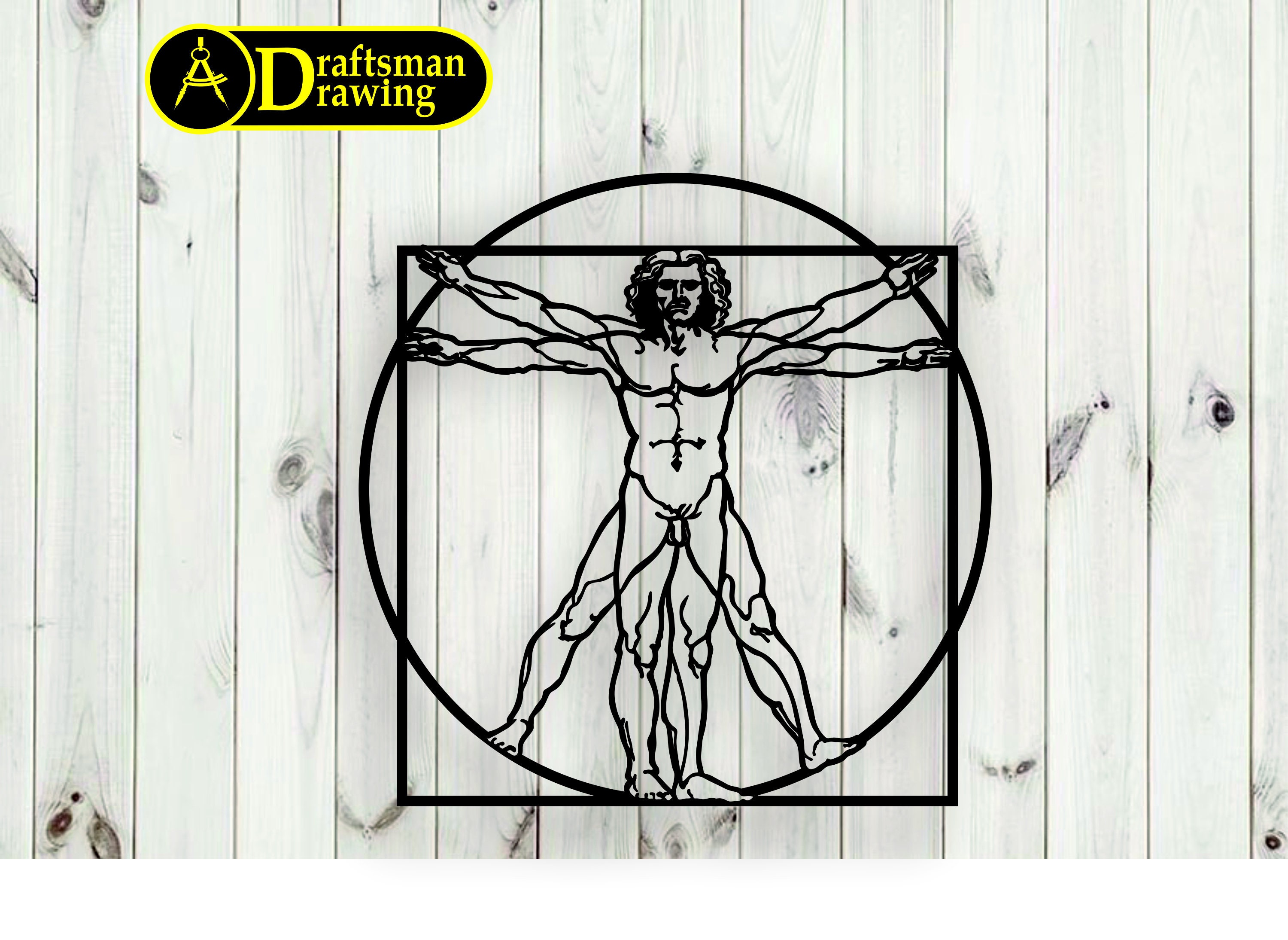 Vitruvian Man Wall Art Decor Vector File for Laser Cutting , Plasma ...