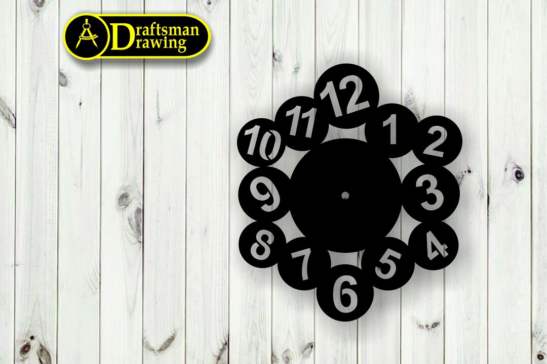 Wall Clock Vector Drawing File for Laser Cutting, Plasma Cutting (dxf ...