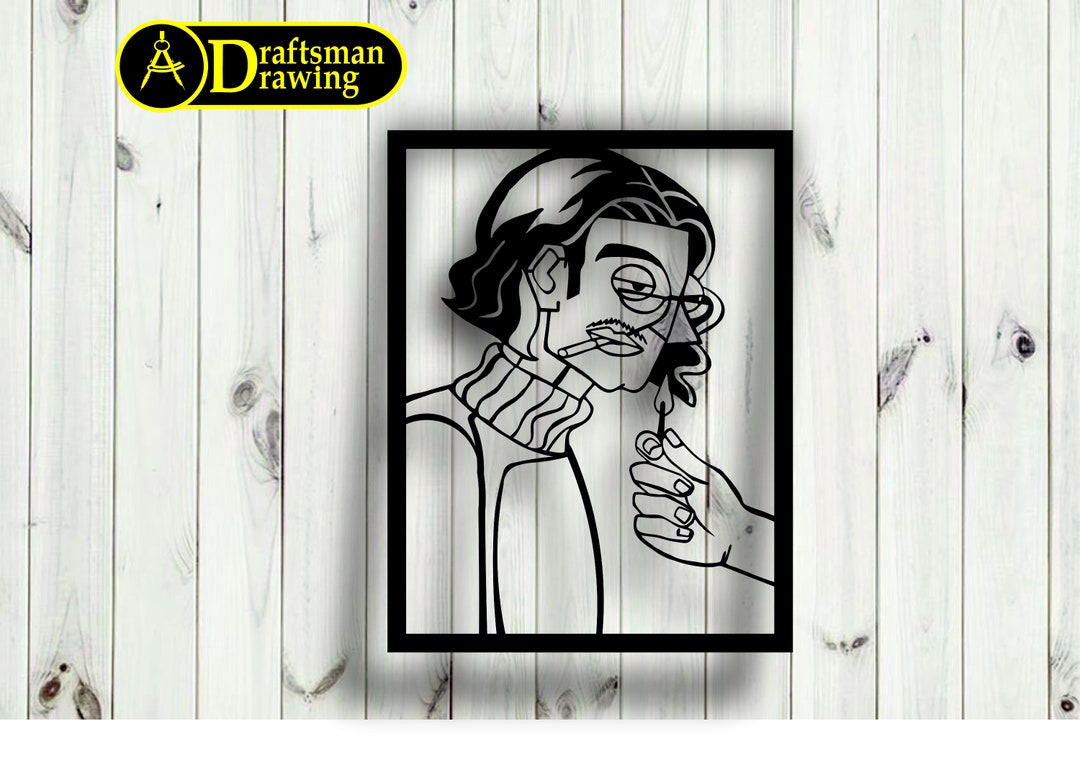 Smoking Man Poster Wall Art Decor Vector File for Laser Cutting ...