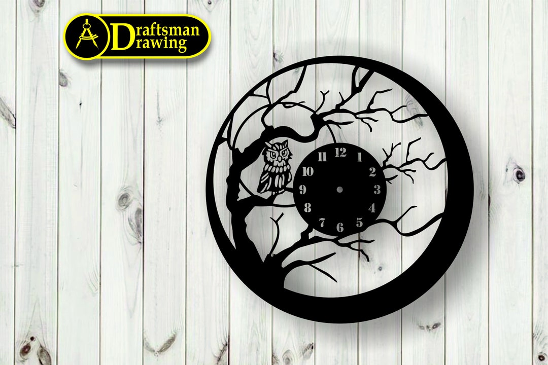 Owl Wall Clock Vector Drawing File for Laser Cutting , Plasma Cutting ...
